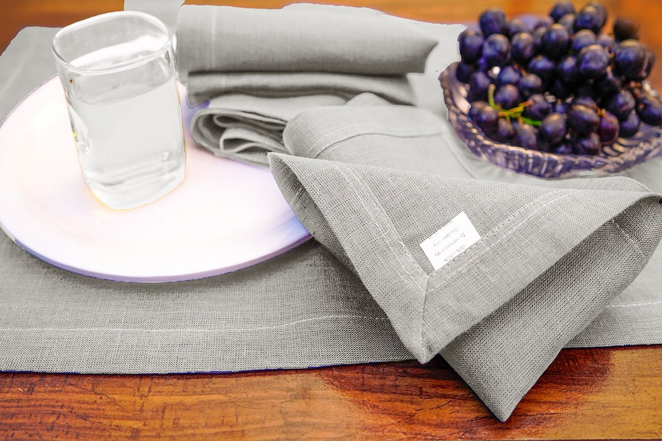 Cloud Fino Linen Cocktail Napkins (6x6 Set of 12), 100% French Flax ...