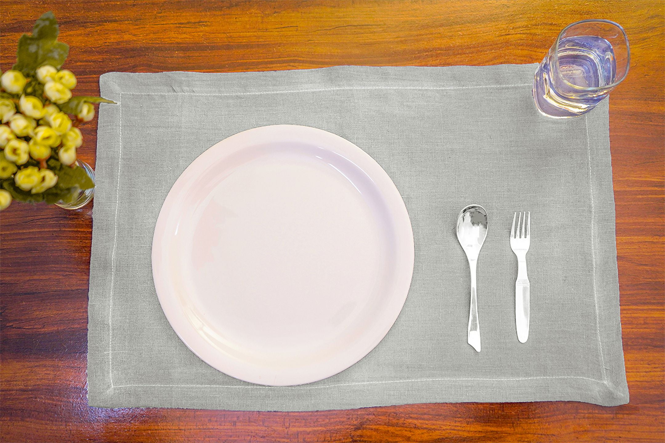 Cloud Fino Linen Placemats (14x19 Set of 12), 100% French Flax Stone ...