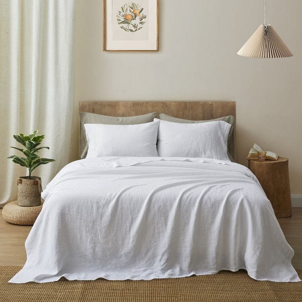 Cloud Fino Pure Linen Duvet with Fitted Sheet- 4 Piece Sheets- French ...