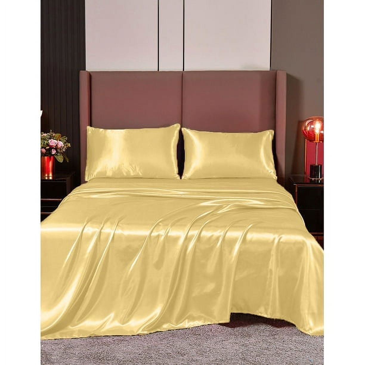 Cloud Fino Silk Satin Sheet Set- 6 Piece Sheet Set- King Size Sheet Set- Rich Quality 20" Deep ...