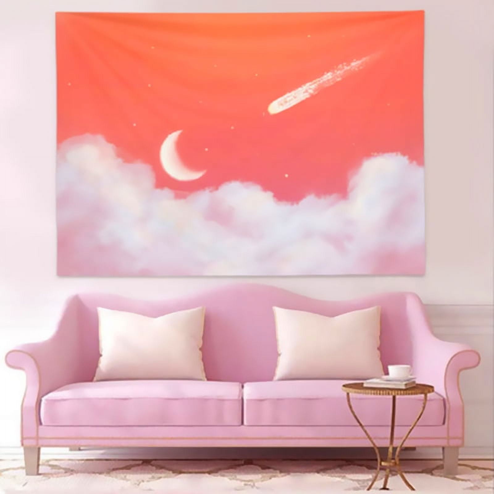 Cloud Flower Pink Background Tapestry Children's Room Bedside Layout ...