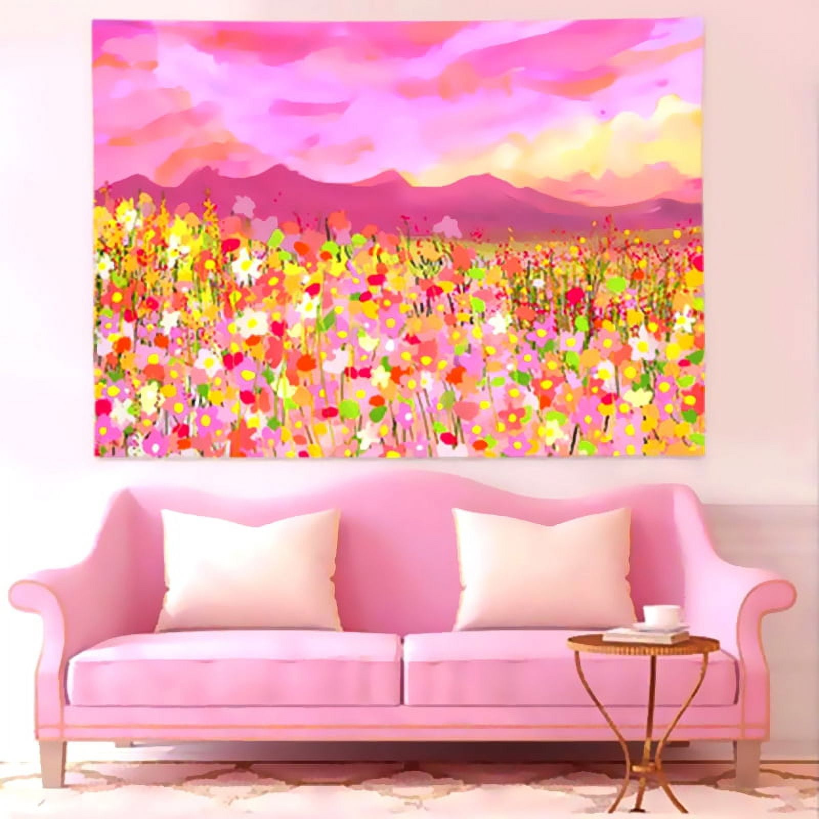 Cloud Flower Pink Background Tapestry Children's Room Bedside Layout ...