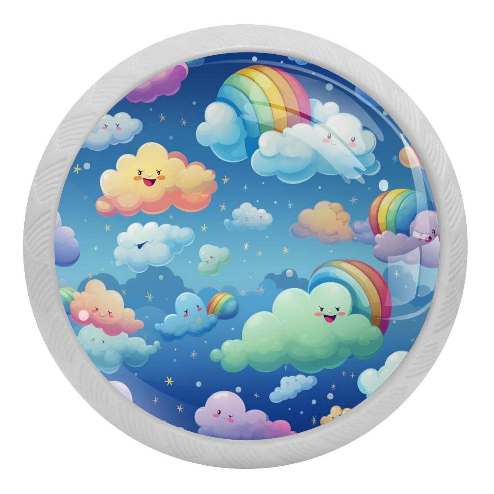 Cloud Fluorescent Drawer Pulls with Screws - Round 4-Pack, Glow-in-the-Dark Knobs for Cabinets ...