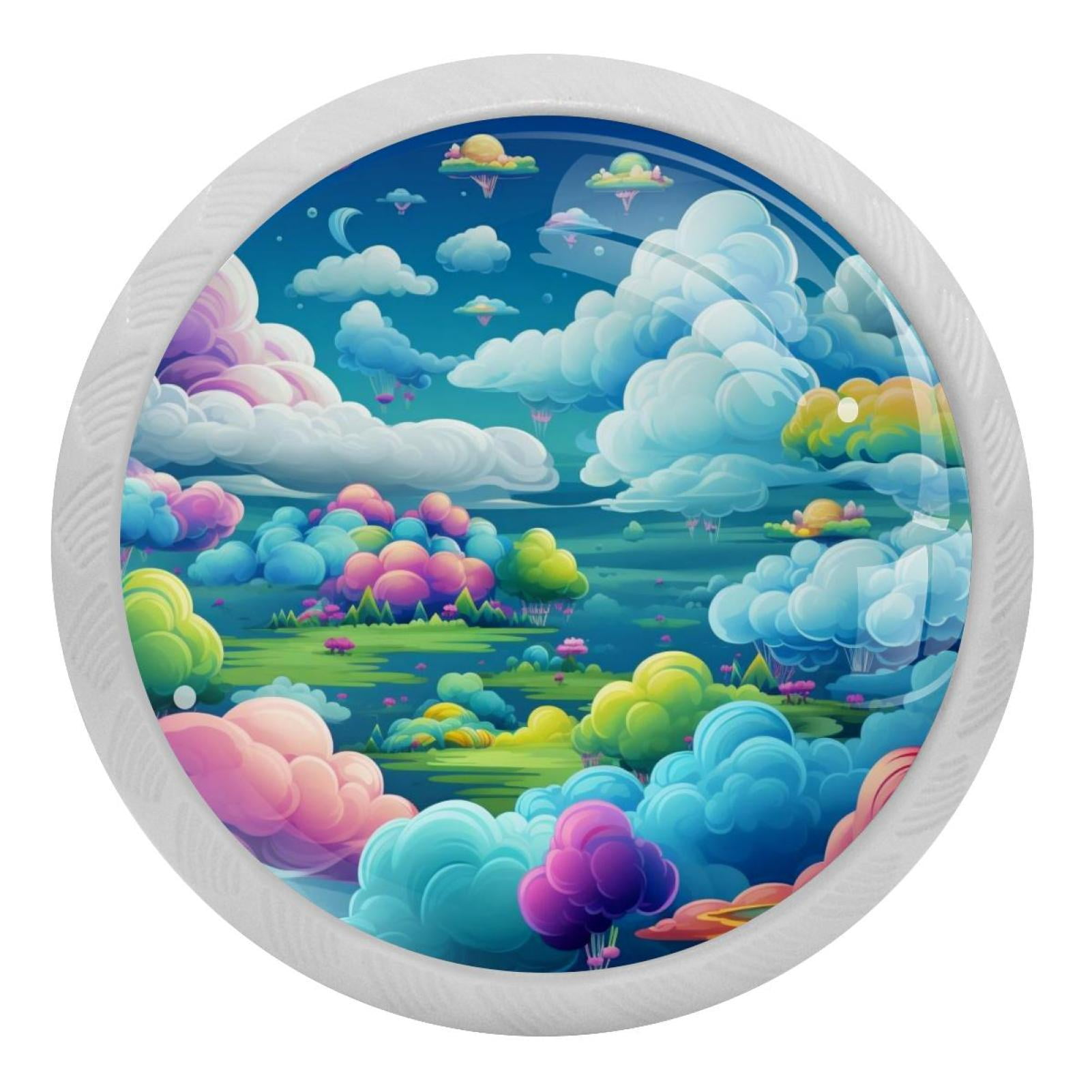 Cloud Fluorescent Drawer Pulls with Screws – Round 4-Pack, Glow-in-the-Dark Knobs for Cabinets ...