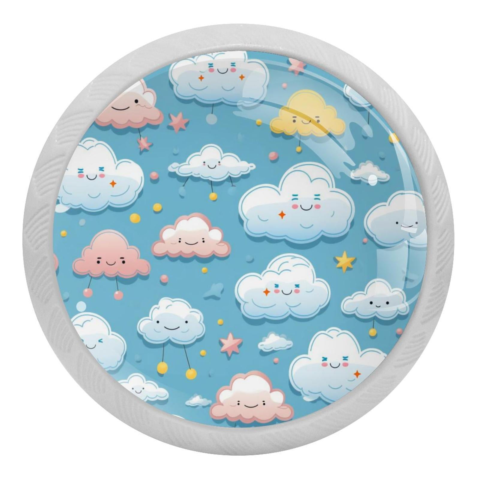 Cloud Fluorescent Drawer Pulls with Screws – Round 4-Pack, Glow-in-the-Dark Knobs for Cabinets ...