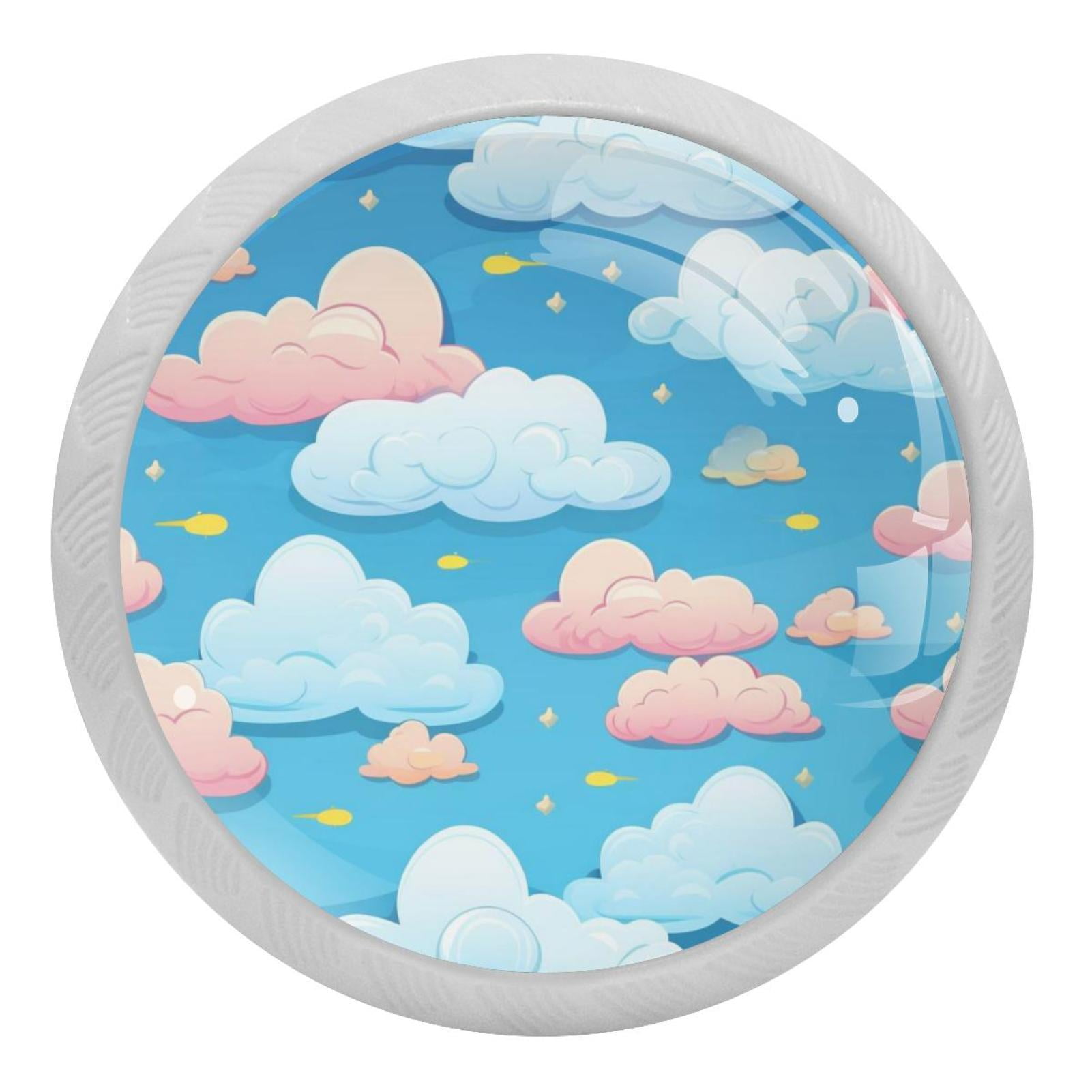 Cloud Fluorescent Drawer Pulls with Screws – Round 4-Pack, Glow-in-the-Dark Knobs for Cabinets ...