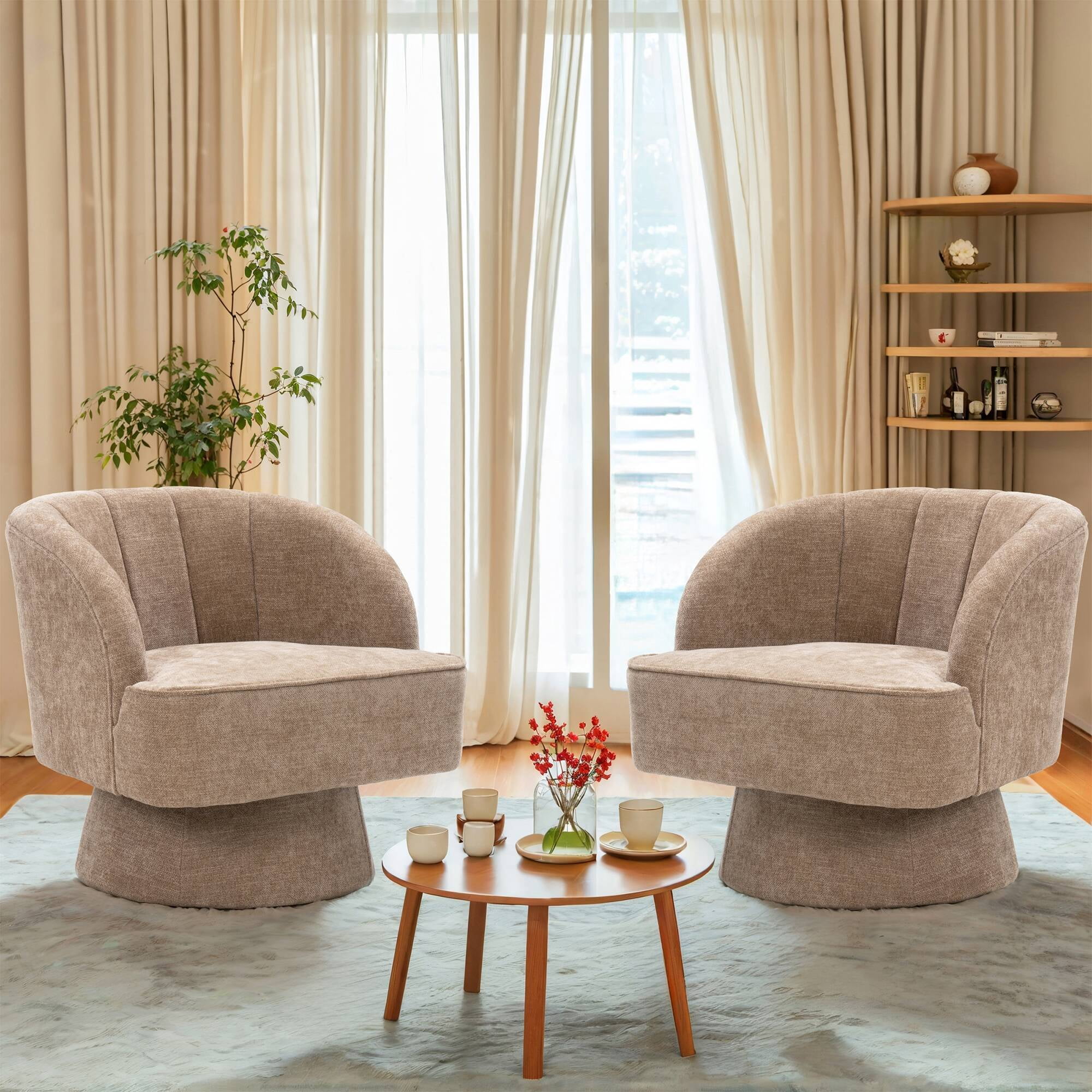 Cloud Fly Modern 360 Degree Swivel Barrel Chairs Set of 2 Round Swivel ...