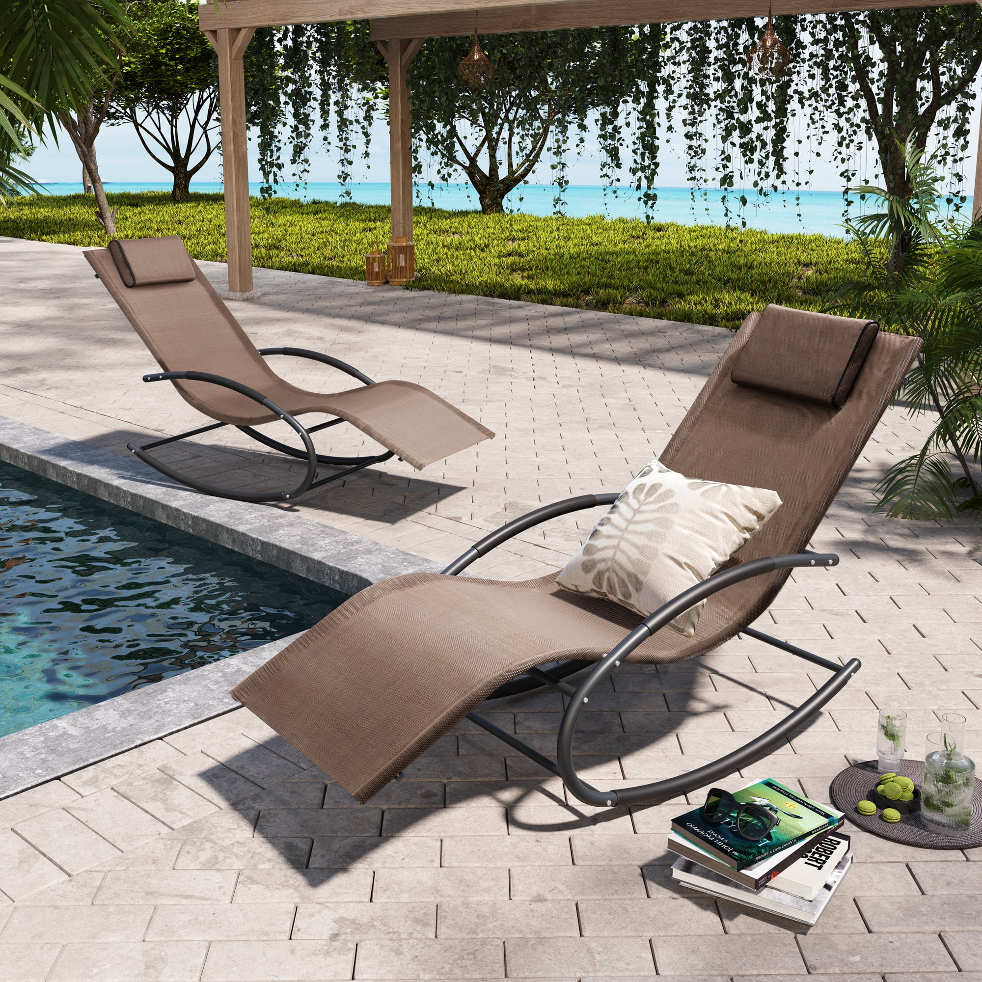Cloud Fly Outdoor Lounge Rocking Chair Set of 2 - Patio Lounge Chair ...