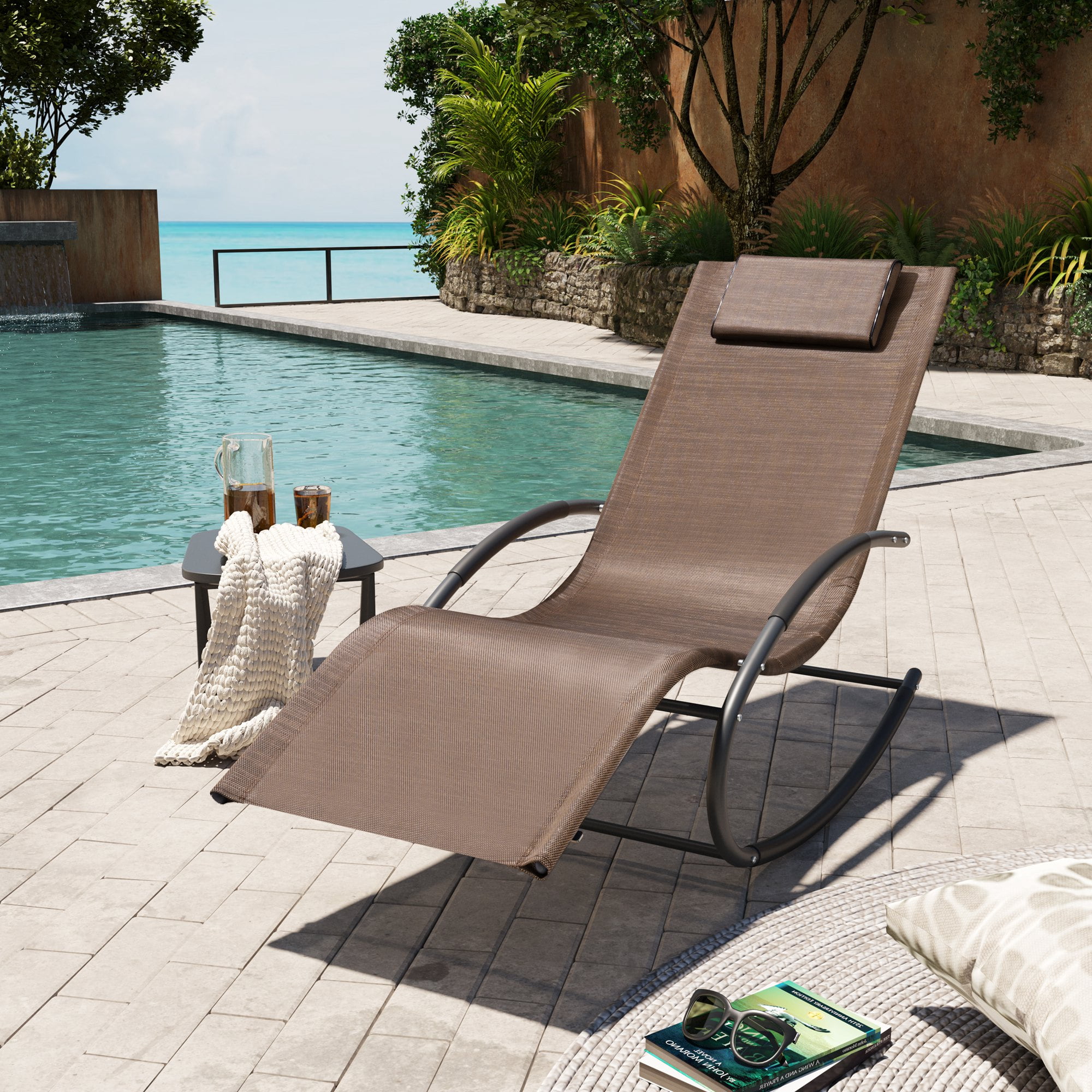 Cloud Fly Rocking Outdoor Lounger Chair Chaise Lounge Zero Gravity Rocker - Patio Lounge Chair ...