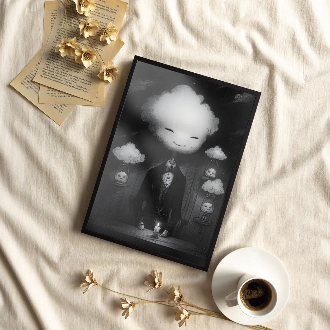Cloud Head Gothic Wall Art Dark Academia Decor, Unframed Paper Print ...