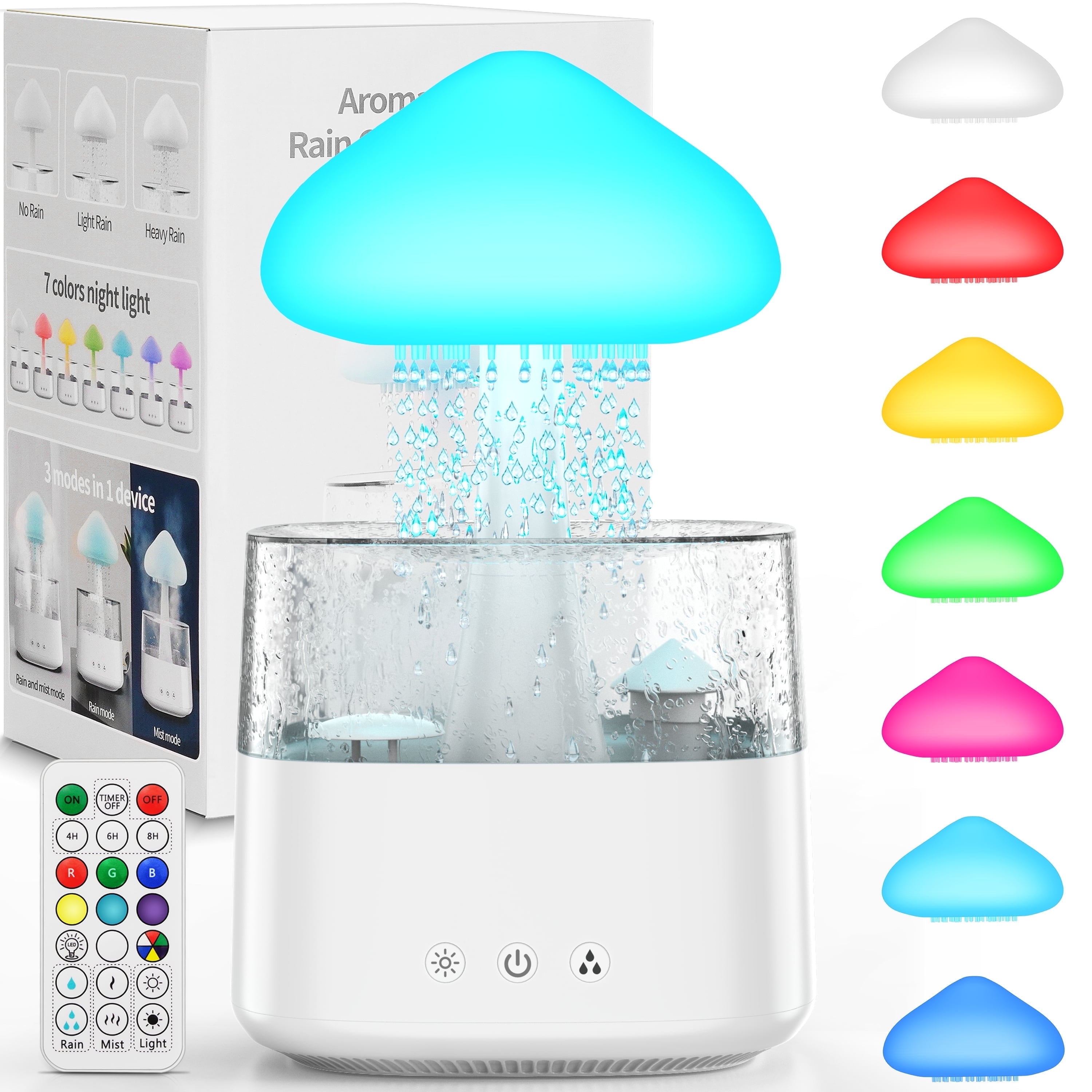 Rain Cloud Humidifier, 450ml Water Drop Mushroom Aroma Diffuser, with ...