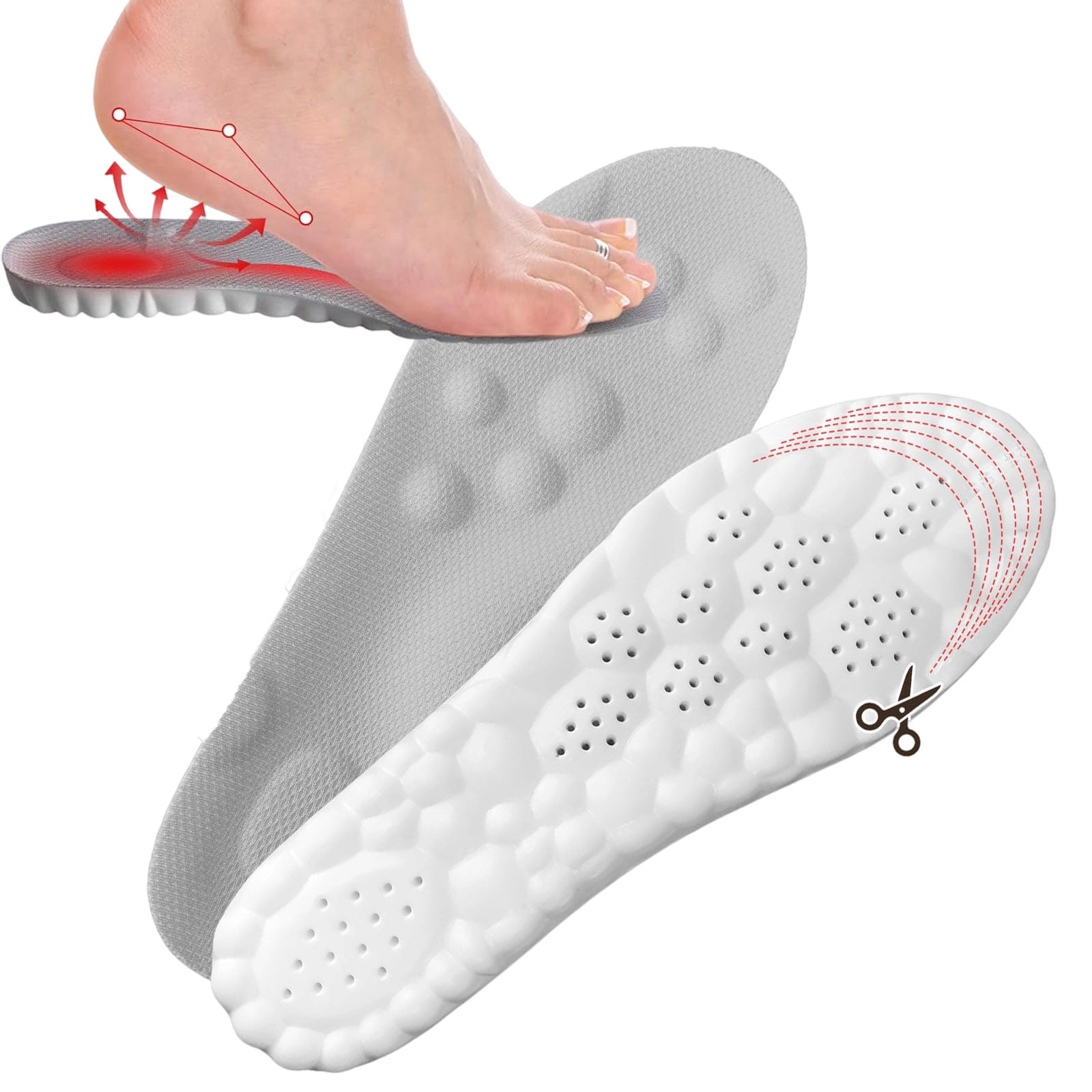 Cloud Insoles for Men, 2 Pair 4D Cloud Insoles, Shock-Absorbing Arch ...