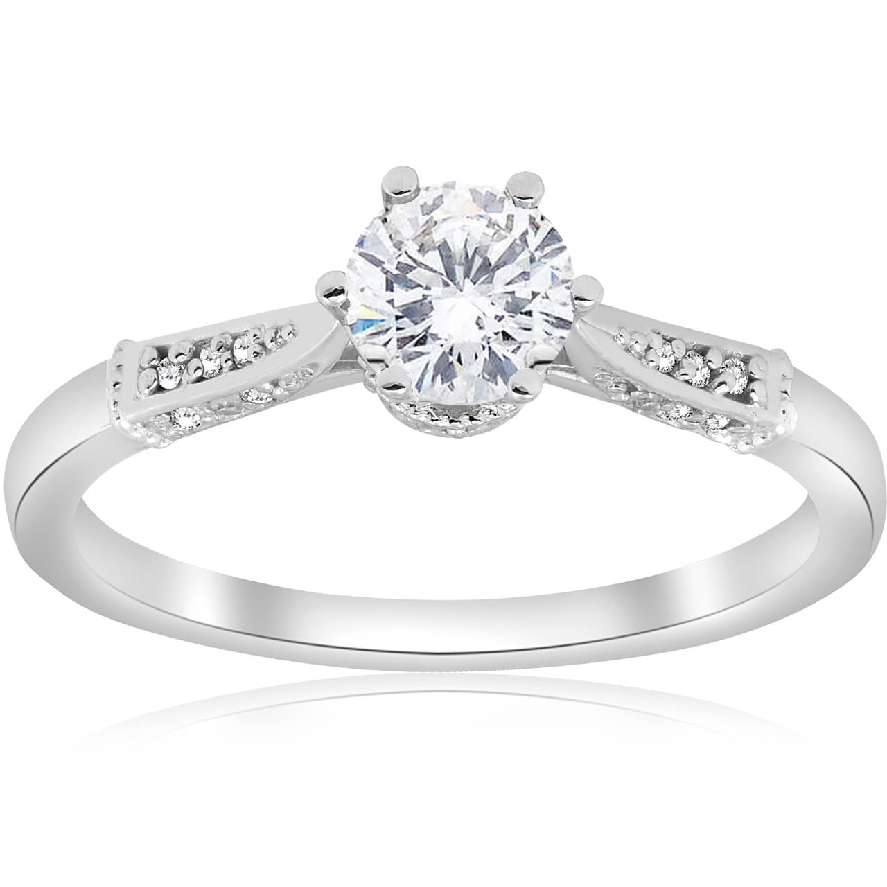 Cloud Jewel 1.2 Ct Round Cut Diamond Band for Her - 14K White Gold ...