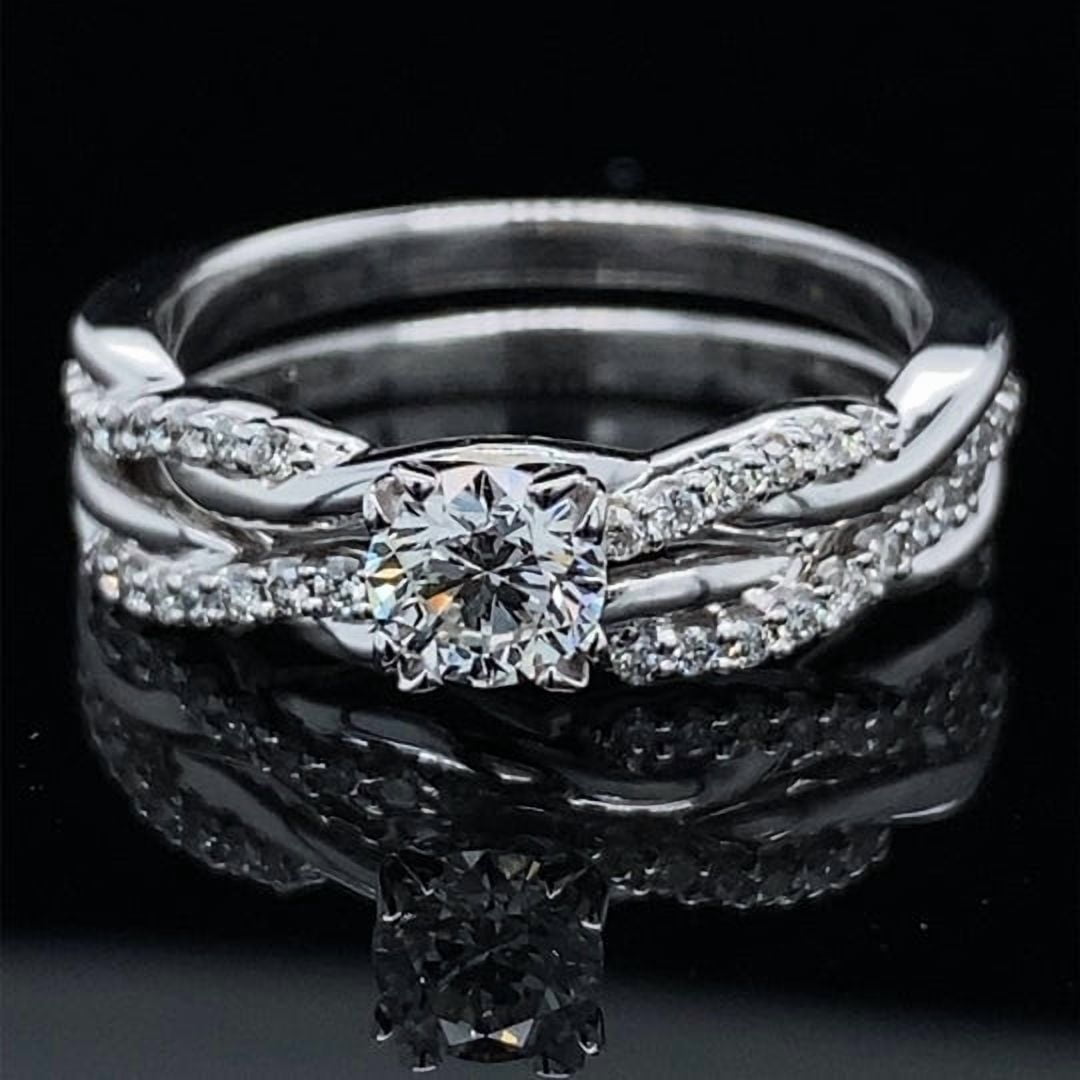 Cloud Jewel 1.3 Ct Round Cut Diamond Engagement Ring - 14K White Gold ...
