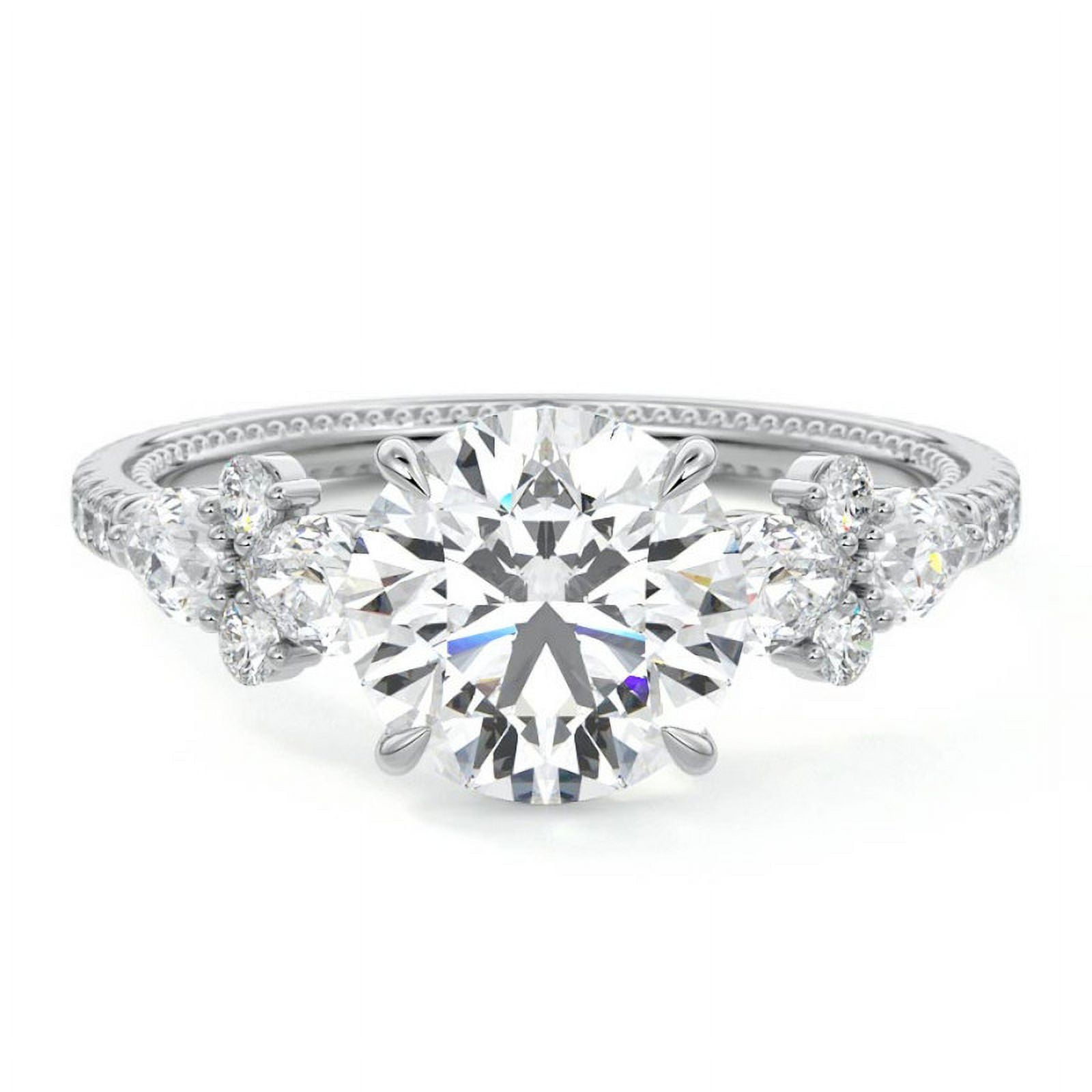 Cloud Jewel 1.6 Ct Round Brilliant Cut Diamond Ring - 14K White Gold ...