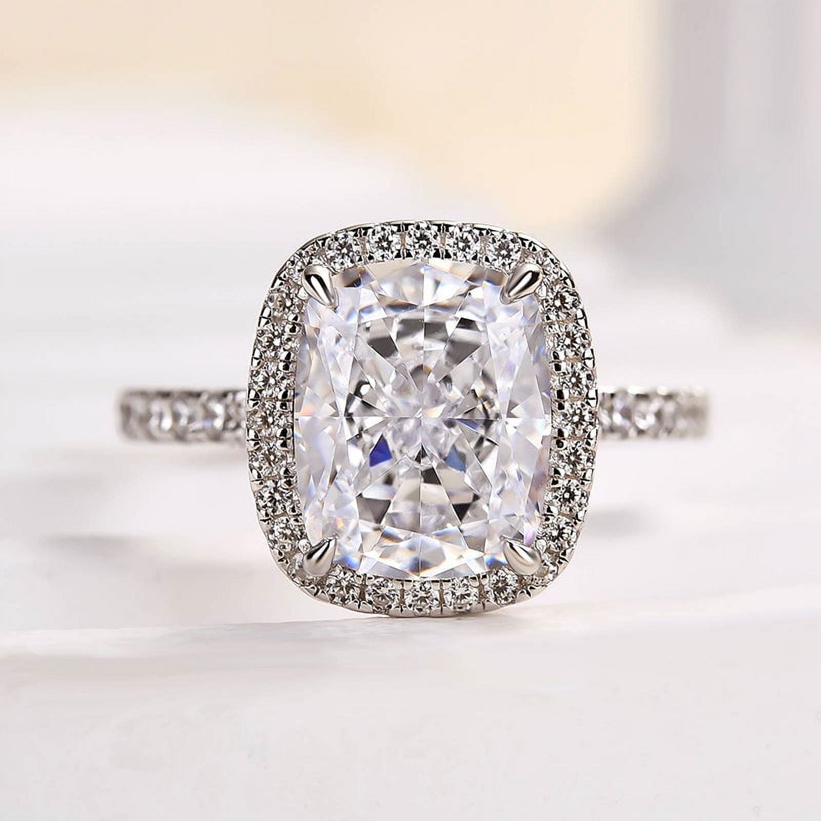 Cloud Jewel 1.7 Ct Cushion Cut Lab Simulated Diamond Engagement Ring for Women - Prong Set ...