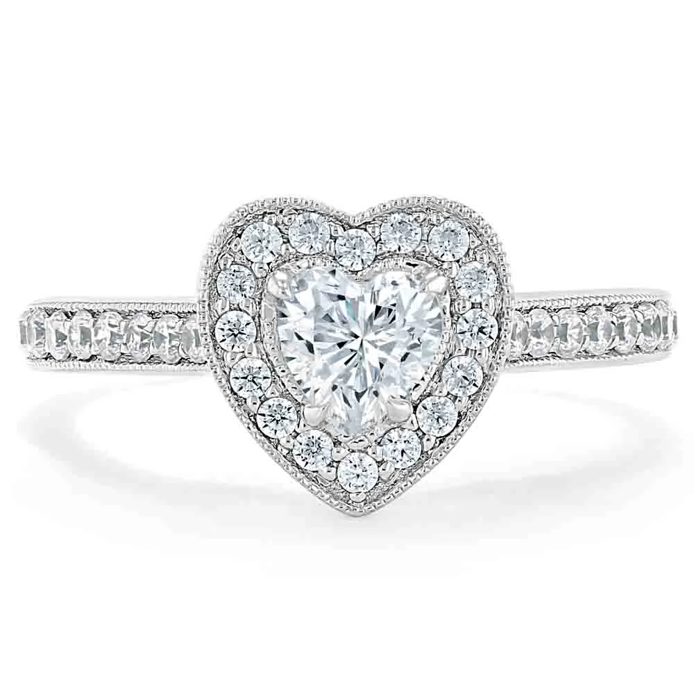 Cloud Jewel 1.7 Ct Heart Cut Moissanite Ring - 14k White Gold Plated ...