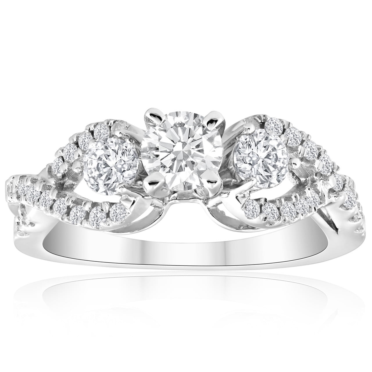 Cloud Jewel 1.7 Ct Princess Cut Diamond Wedding Bands - 14K White Gold ...