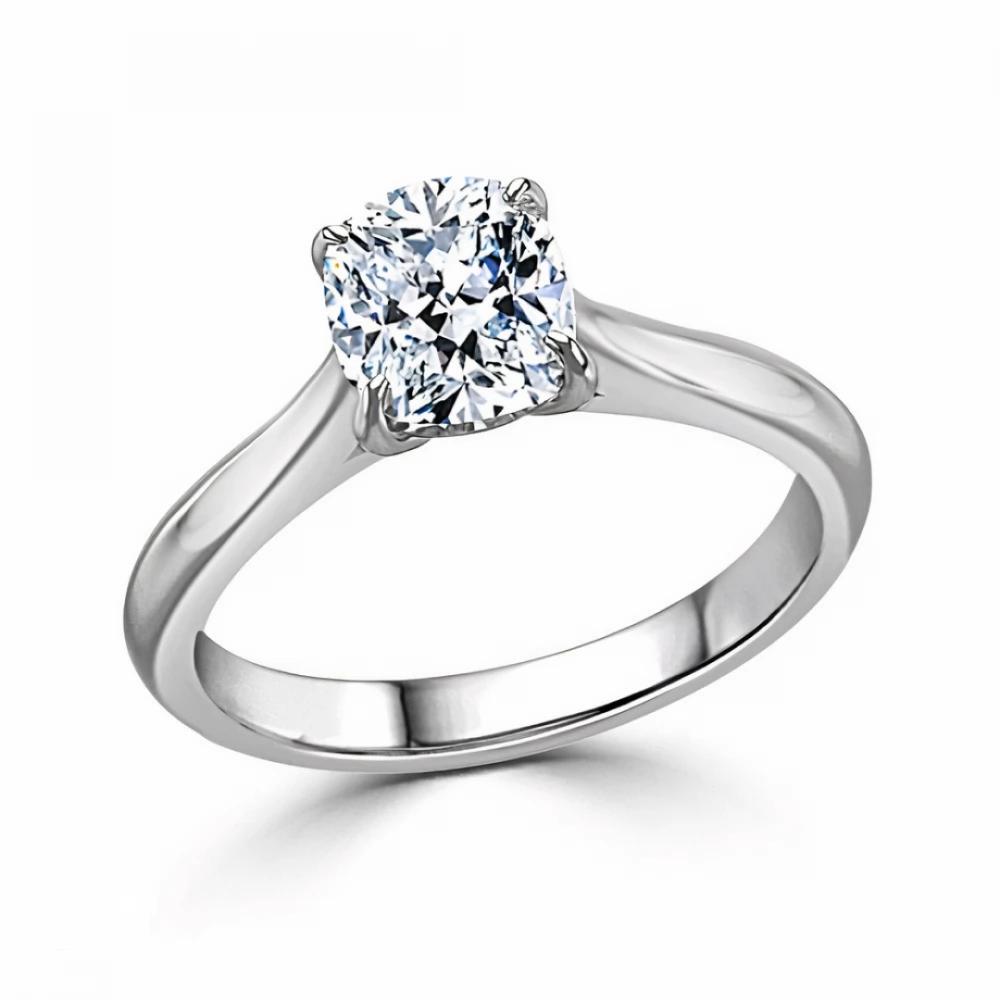 Cloud Jewel 1.7 Ct Round Cut Moissanite Ring - 14k White Gold Plated ...
