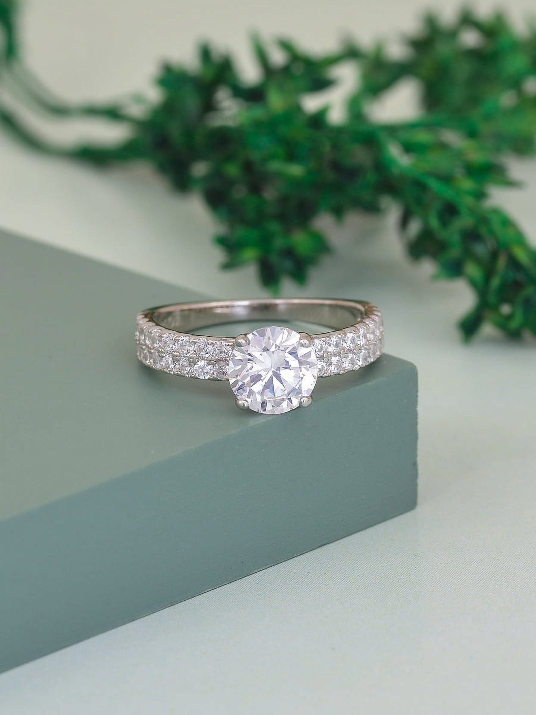 Cloud Jewel 1.8 Ct Round Cut VVS1/D Lab Created Simulated Diamond Engagement Ring - 14k White ...