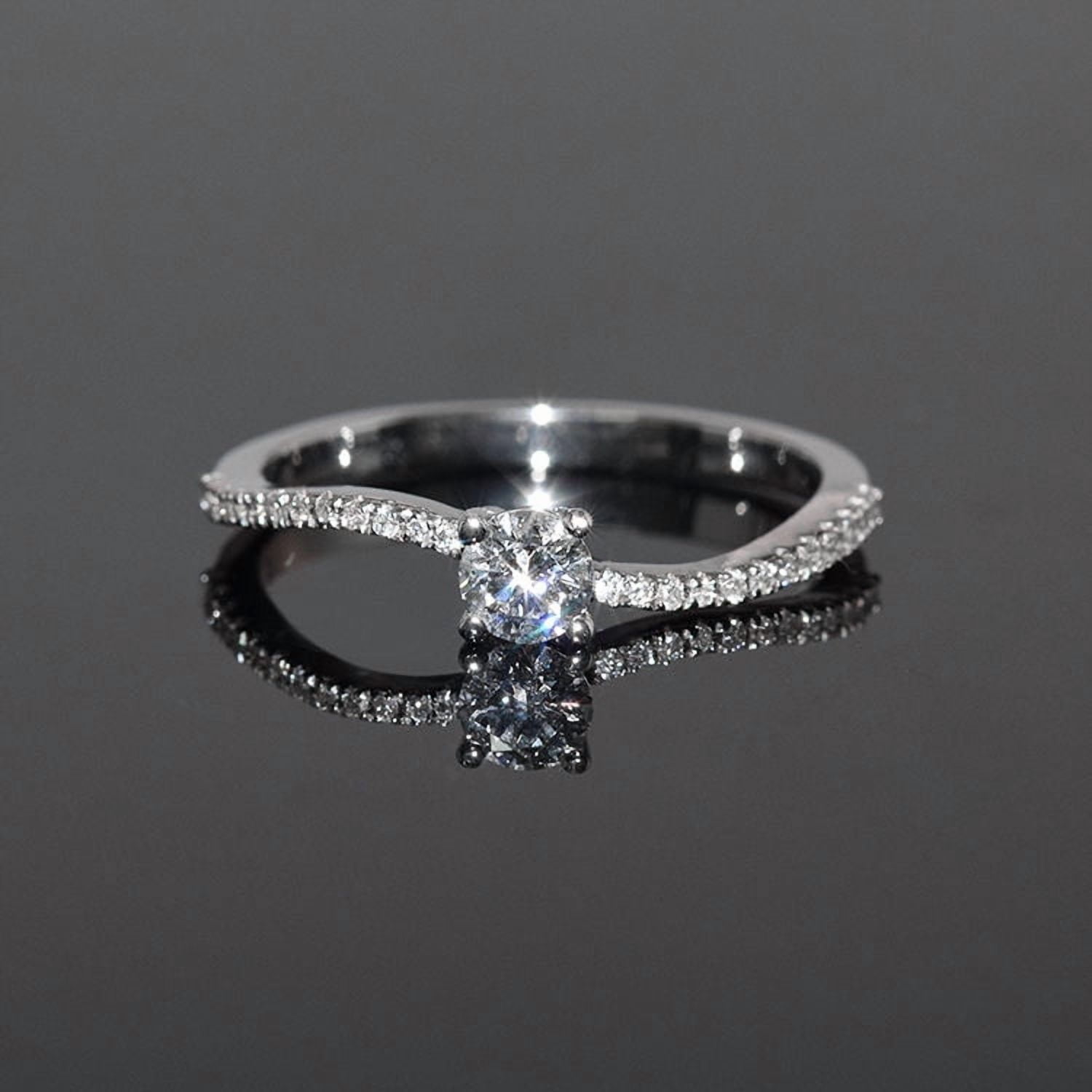 Cloud Jewel 1 Ct Round Cut VVS1/D Lab Created Simulated Diamond Women's Ring - 14k White Gold ...