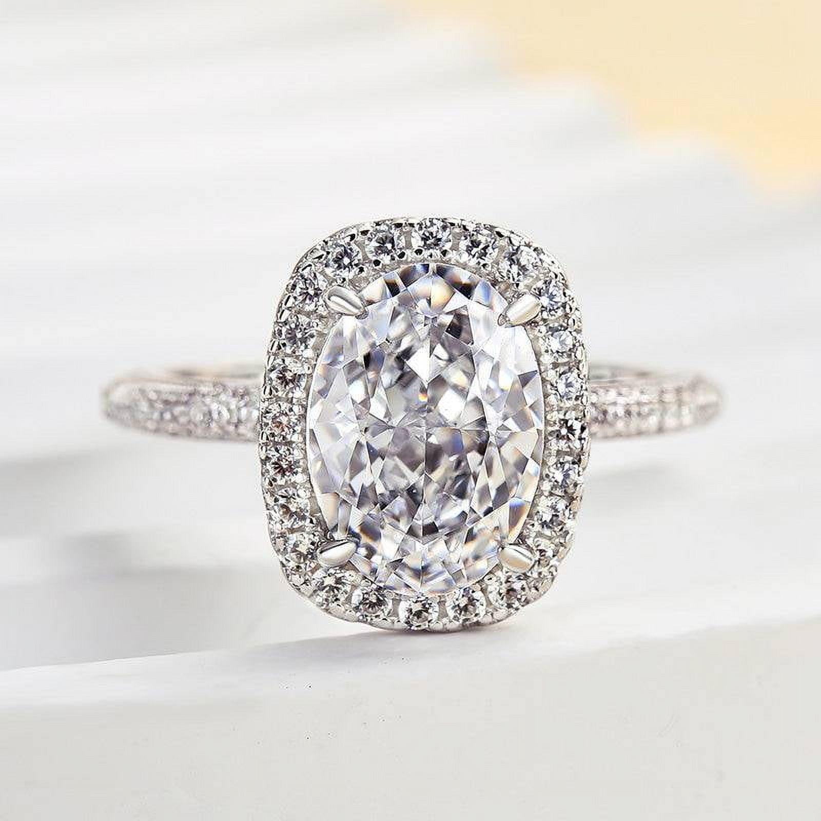 Cloud Jewel 14K White Gold Plated 2.2 Ct Diamond Engagement Ring - Oval Cut Simple Solitaire ...