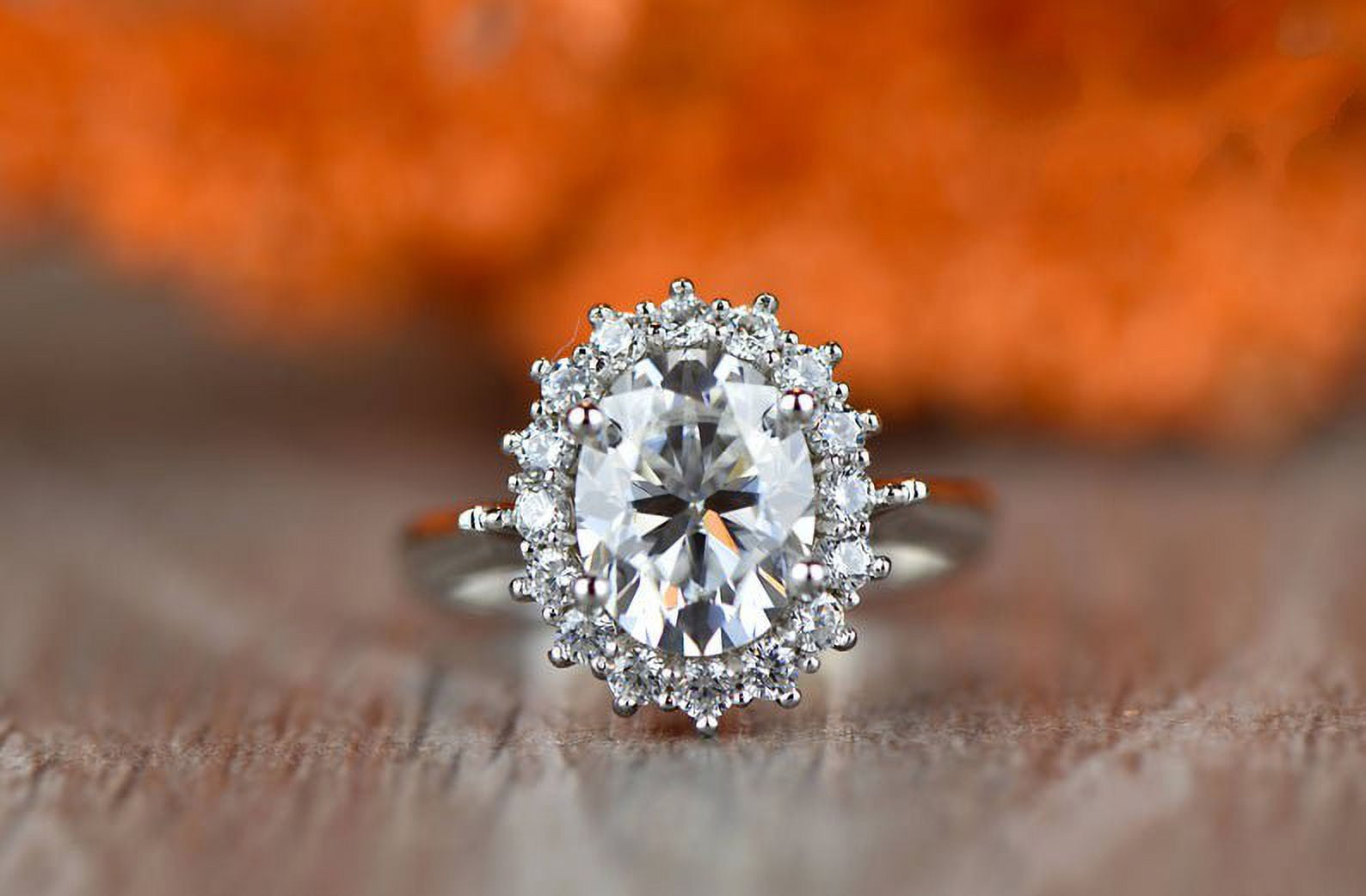 Cloud Jewel 14K White Gold Plated 2 Ct Oval Cut Diamond Wedding Rings ...