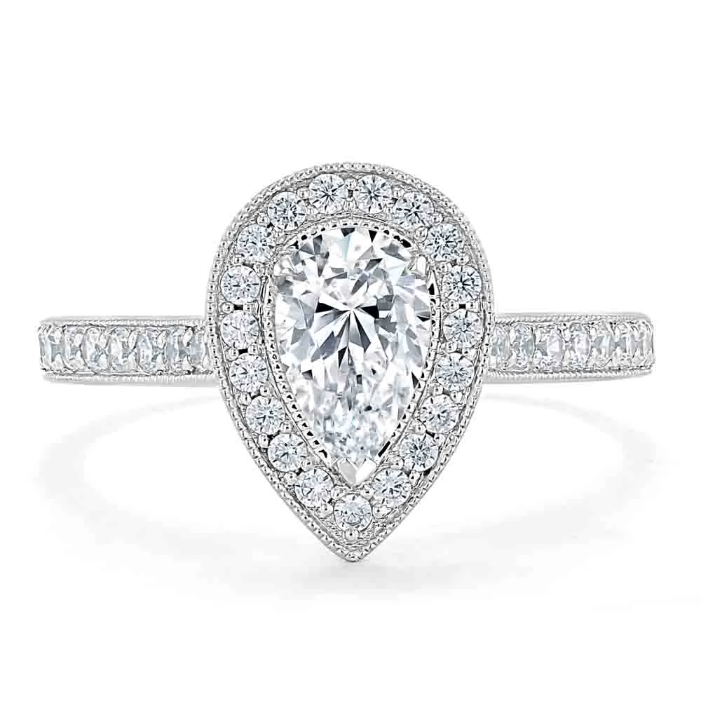 Cloud Jewel 14K White Gold Plated Anniversary Ring - 1.8 Ct Pear Cut ...