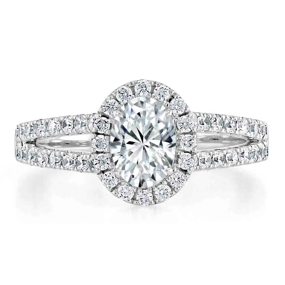 Cloud Jewel 14K White Gold Plated Anniversary Ring - 1.9 Ct Oval Cut ...