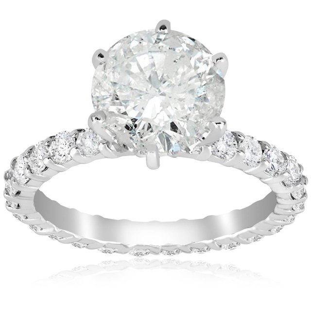 Cloud Jewel 14K White Gold Plated Band for Her - 1 Ct Round Cut Diamond ...