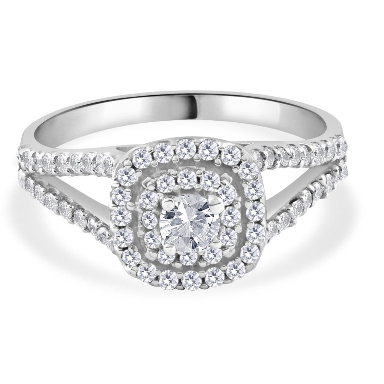 Cloud Jewel 14K White Gold Plated Band - Excellent 1 Ct Round Cut ...