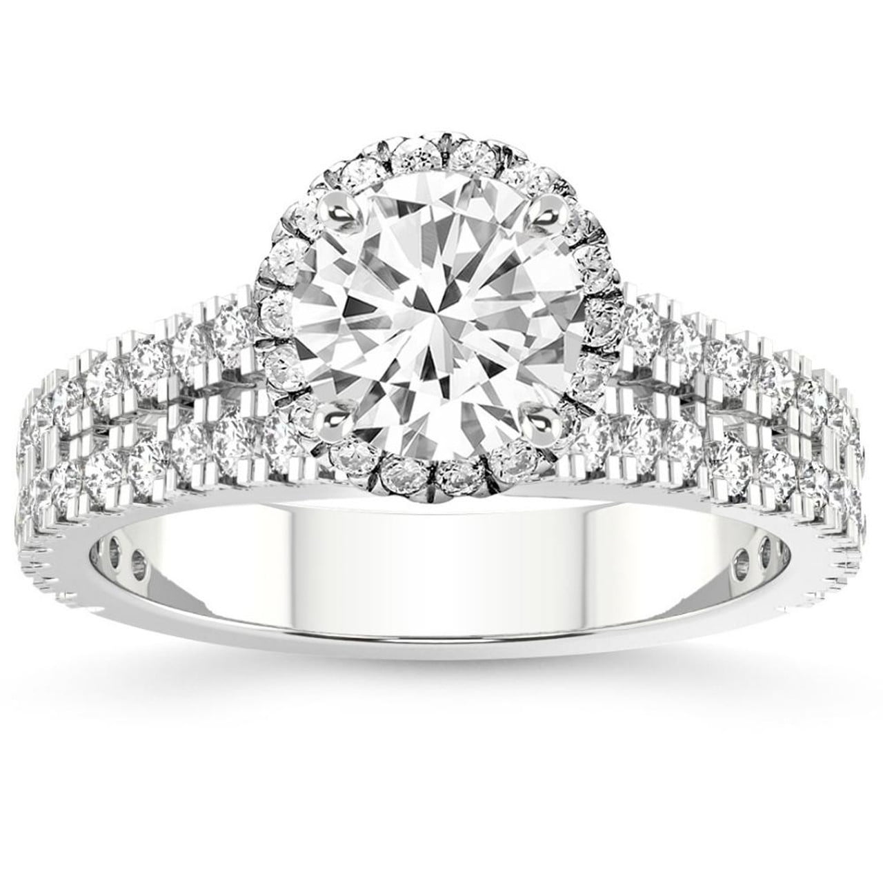 Cloud Jewel 14K White Gold Plated Band - Excellent 2 Ct Emerald Cut ...