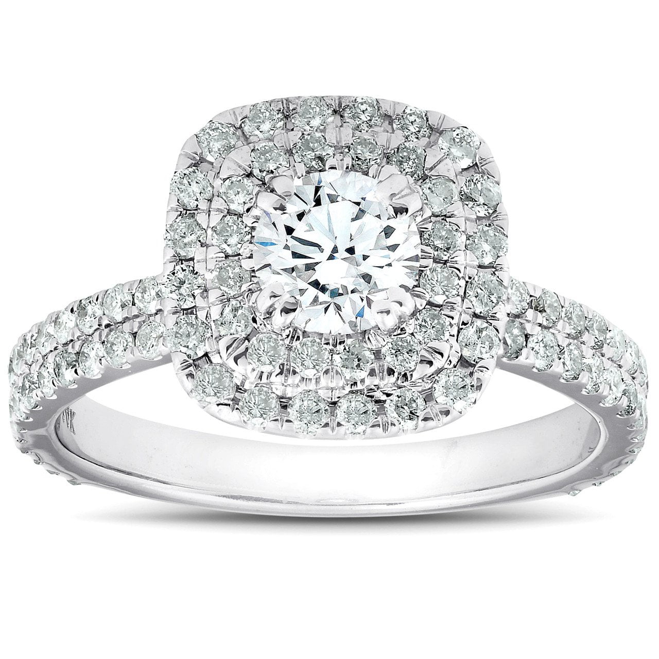 Cloud Jewel 14K White Gold Plated Diamond Band - Round Cut Brilliant 1 ...