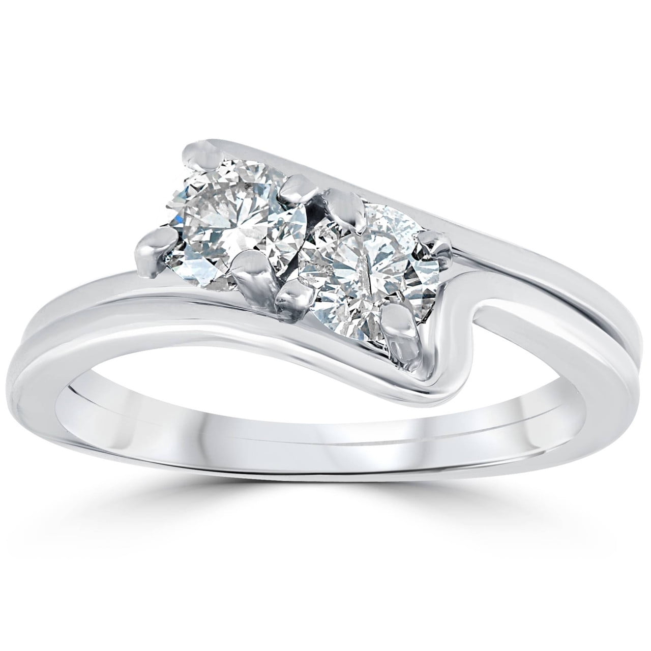 Cloud Jewel 14K White Gold Plated Diamond Band - Round Cut Brilliant 1 ...