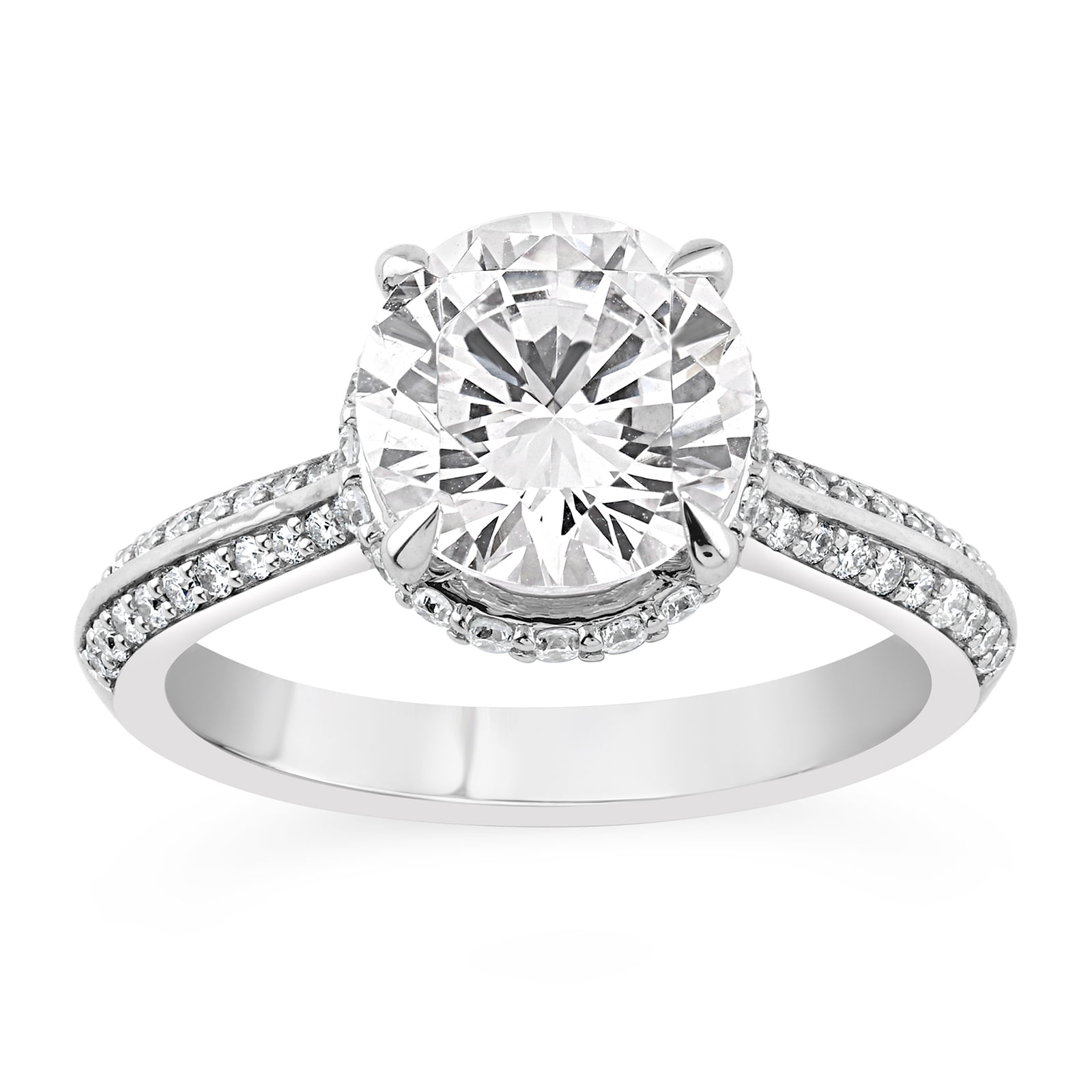Cloud Jewel 14K White Gold Plated Moissanite Engagement Ring - 2.2 Ct ...