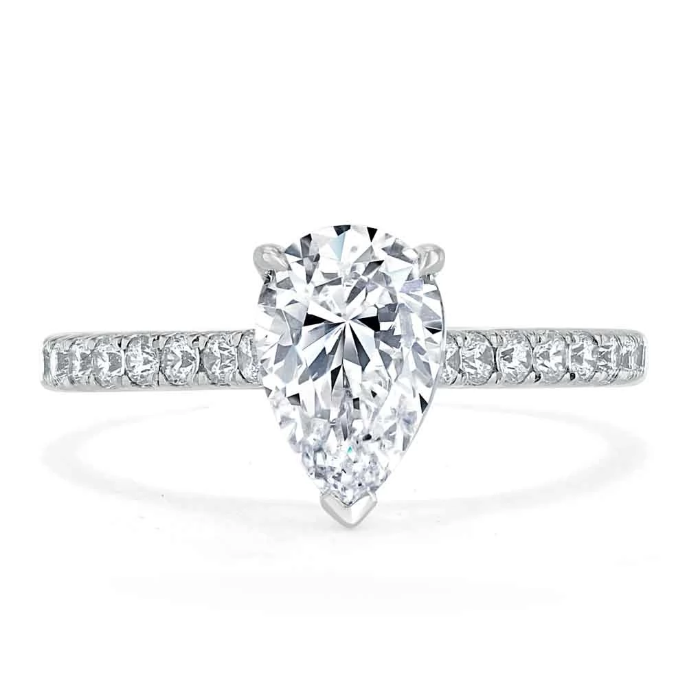 Cloud Jewel 14K White Gold Plated Moissanite Wedding Ring - 1.8 Ct Pear ...