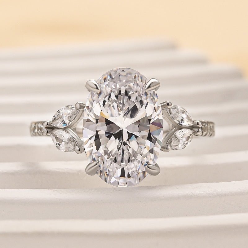 Cloud Jewel 14K White Gold Plated Ring - 2.5 Ct Oval Cut VVS1/D Lab ...