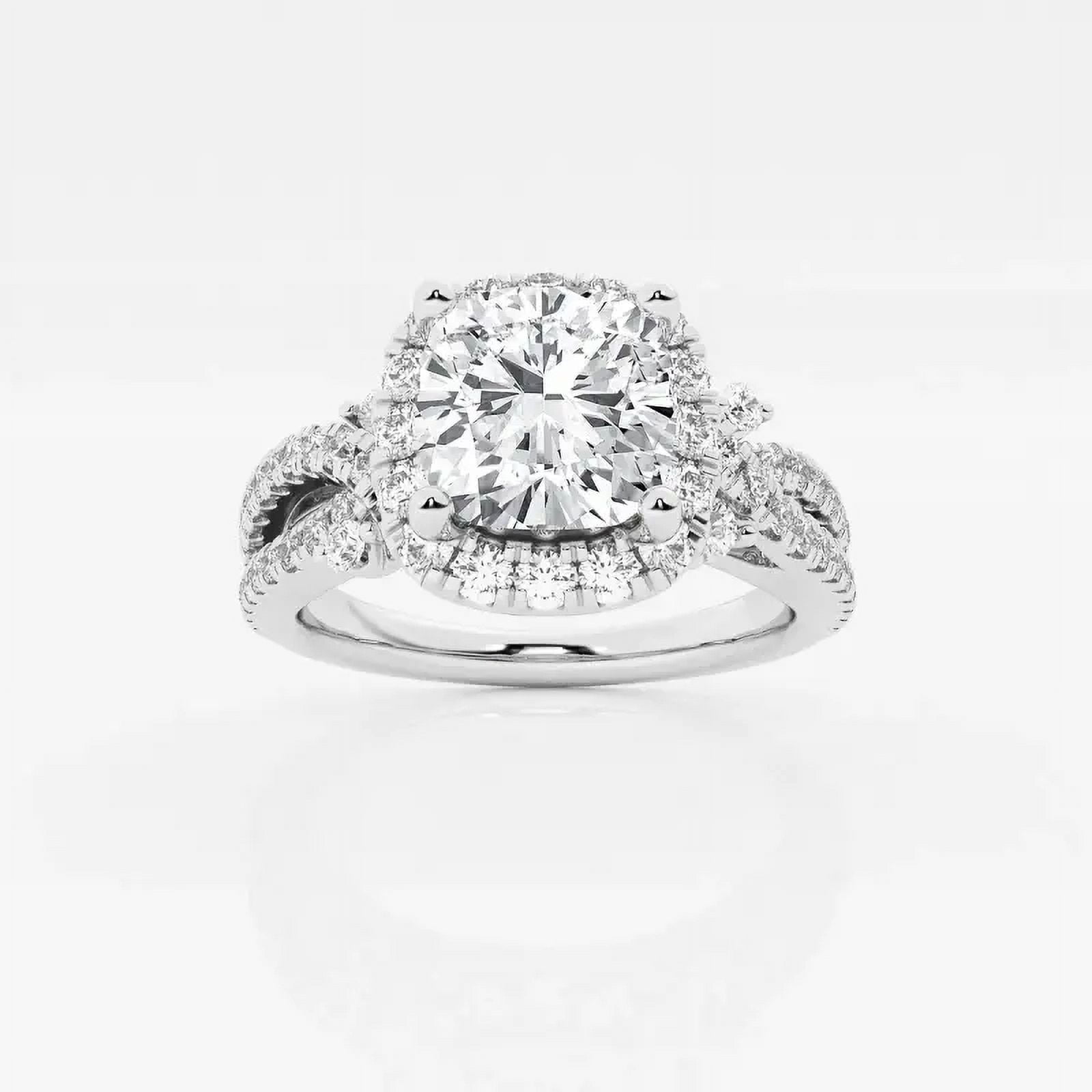 Cloud Jewel 14K White Gold Plated Rings - 1.6 Ct Cushion Excellent Cut ...