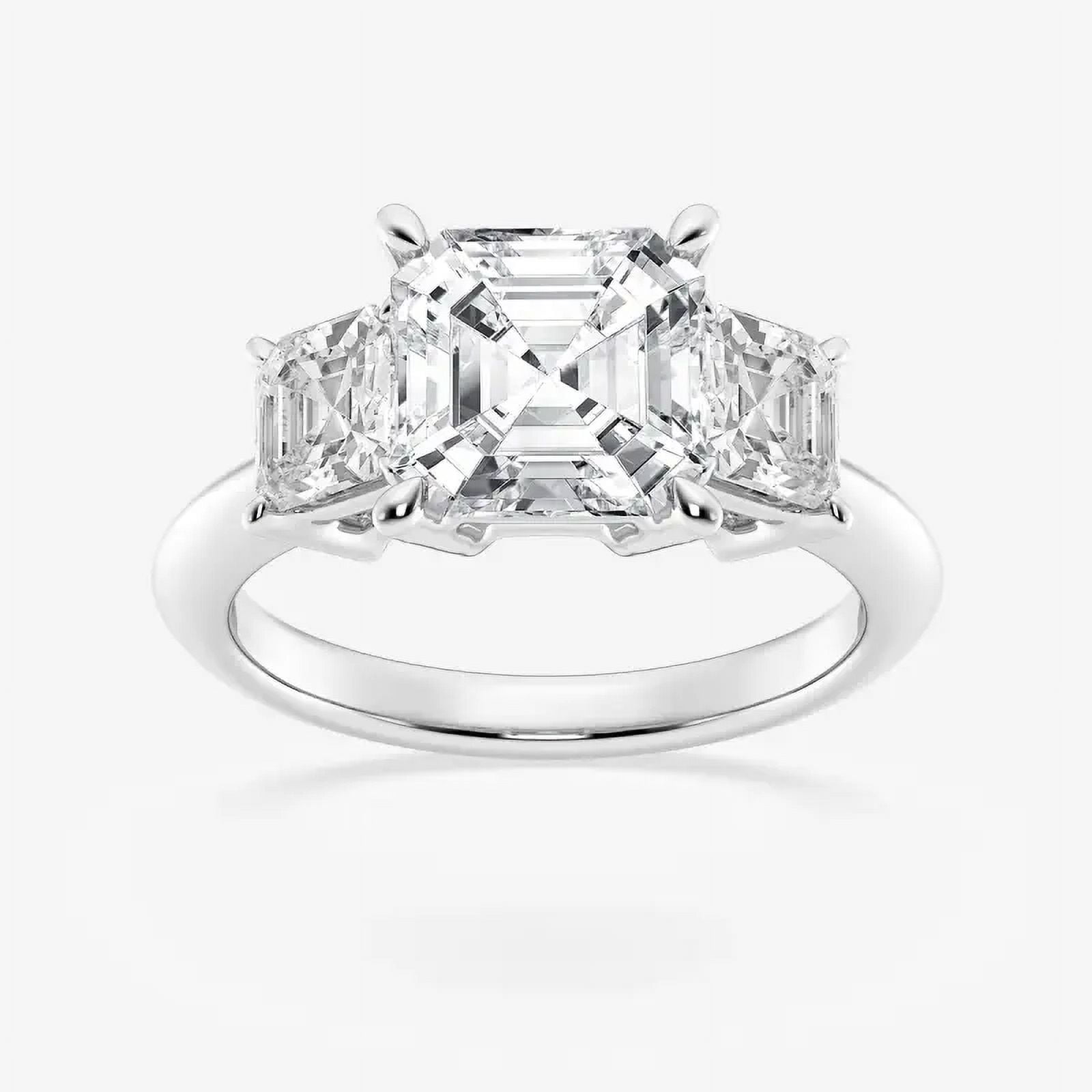 Cloud Jewel 14K White Gold Plated Wedding Ring - Excellent Asscher Cut ...