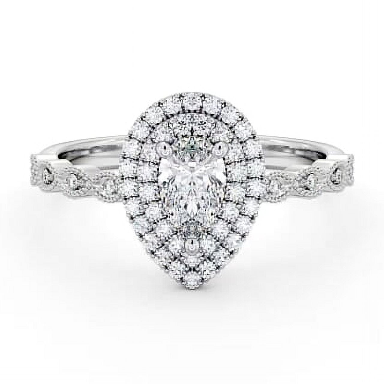 Cloud Jewel 14K White Gold Plated Women's Rings - 1.6 Ct Pear Cut ...