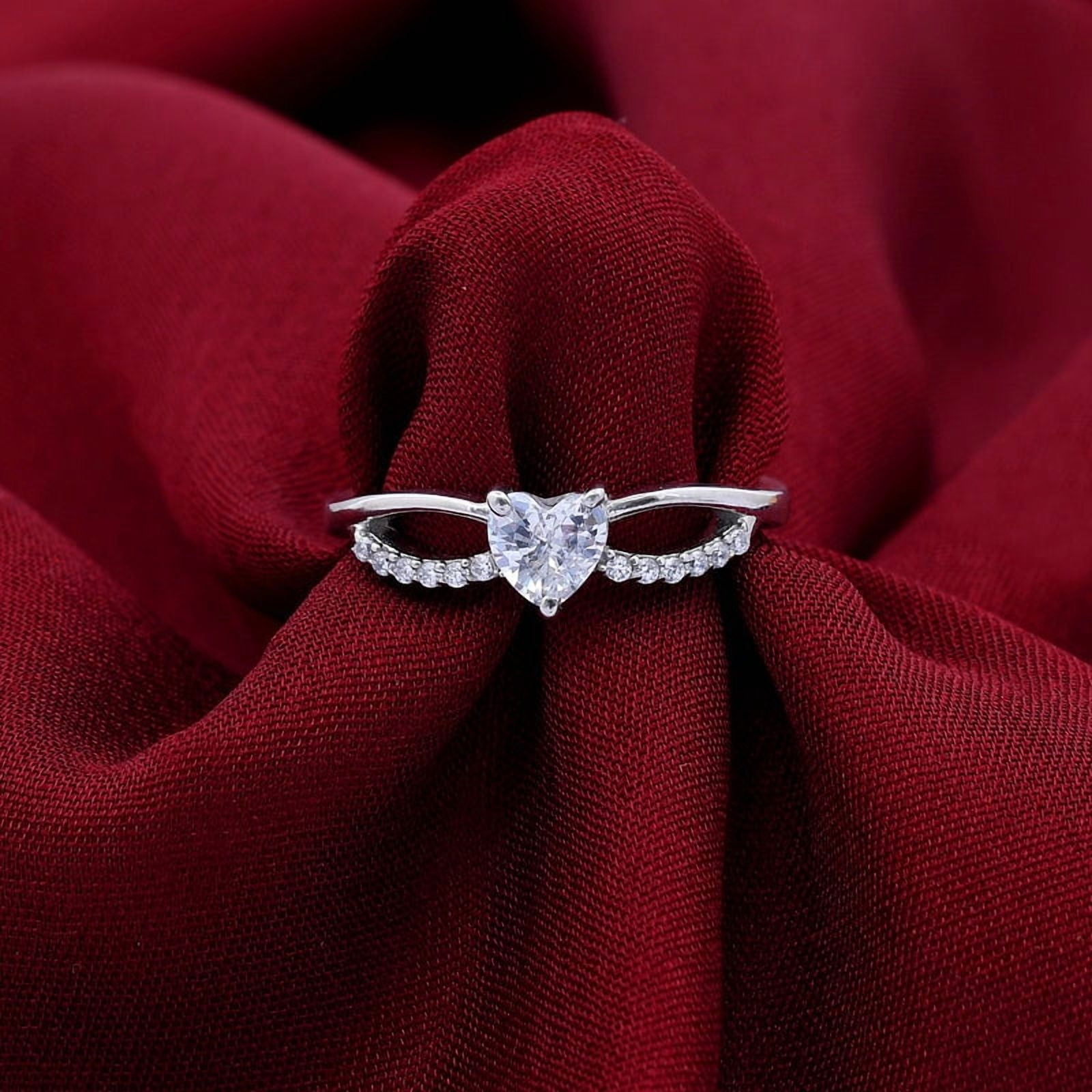 Cloud Jewel 14k White Gold Plated Wedding Ring - 1.2 Ct Heart Cut VVS1/D Lab Created Simulated ...