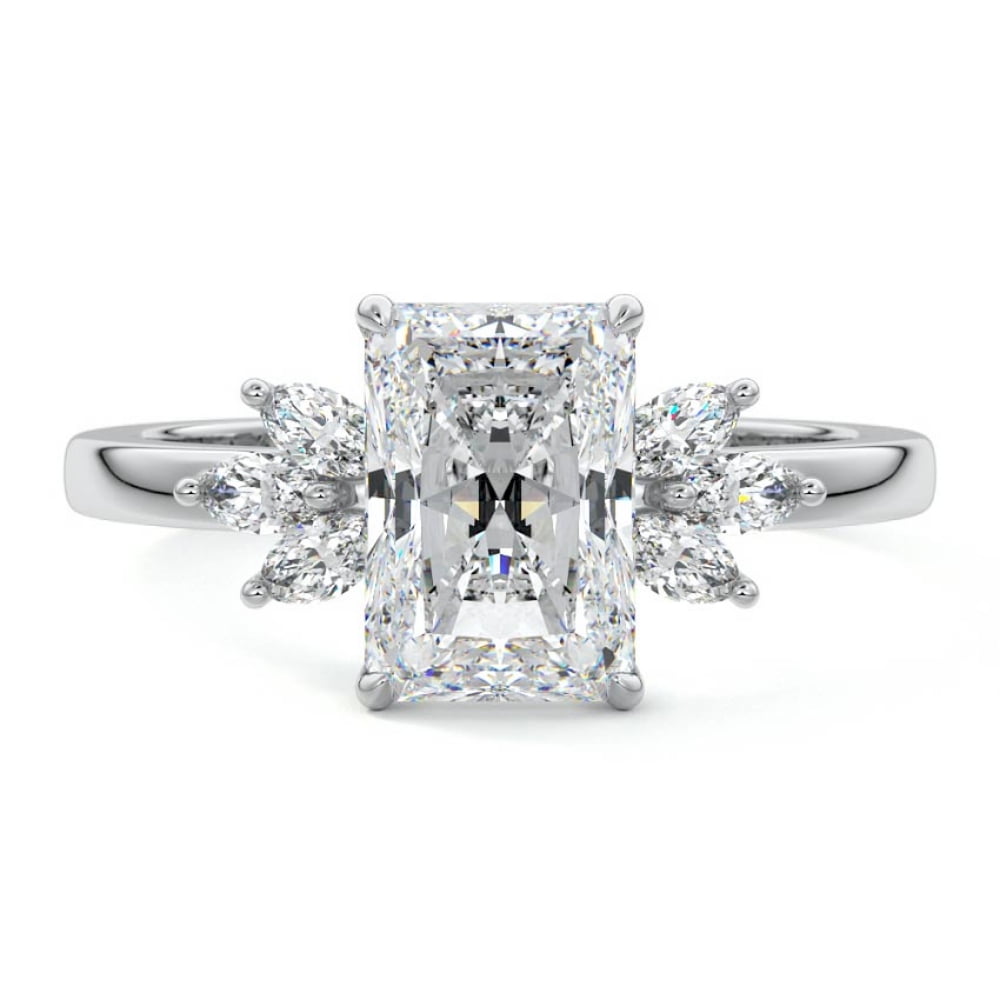 Cloud Jewel 2.1 Ct Radiant Cut Lab Created Simulated Diamond Ring - 14k ...
