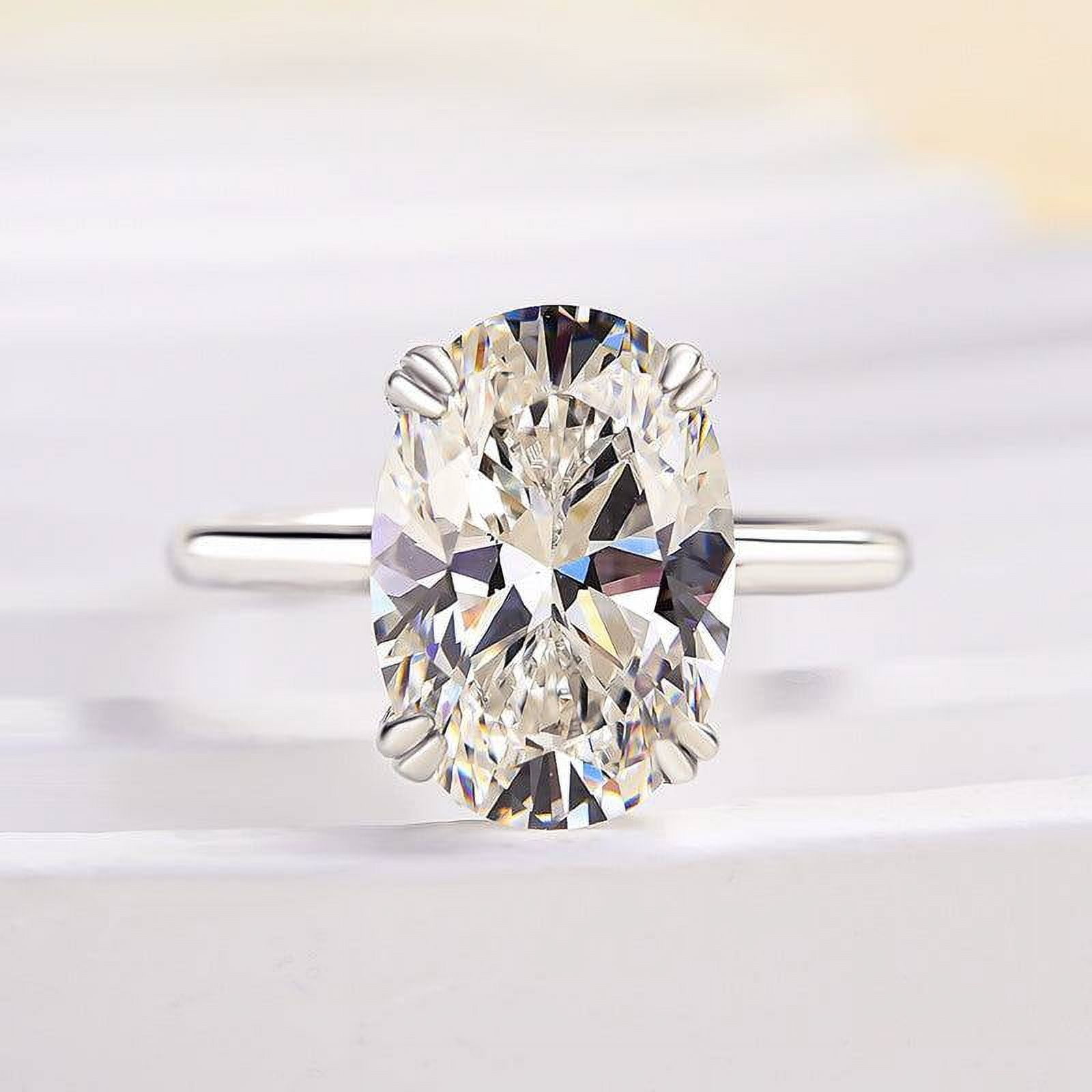 Cloud Jewel 2.2 Ct Oval Cut Diamond Wedding Ring - 14K White Gold Plated Simple Solitaire ...
