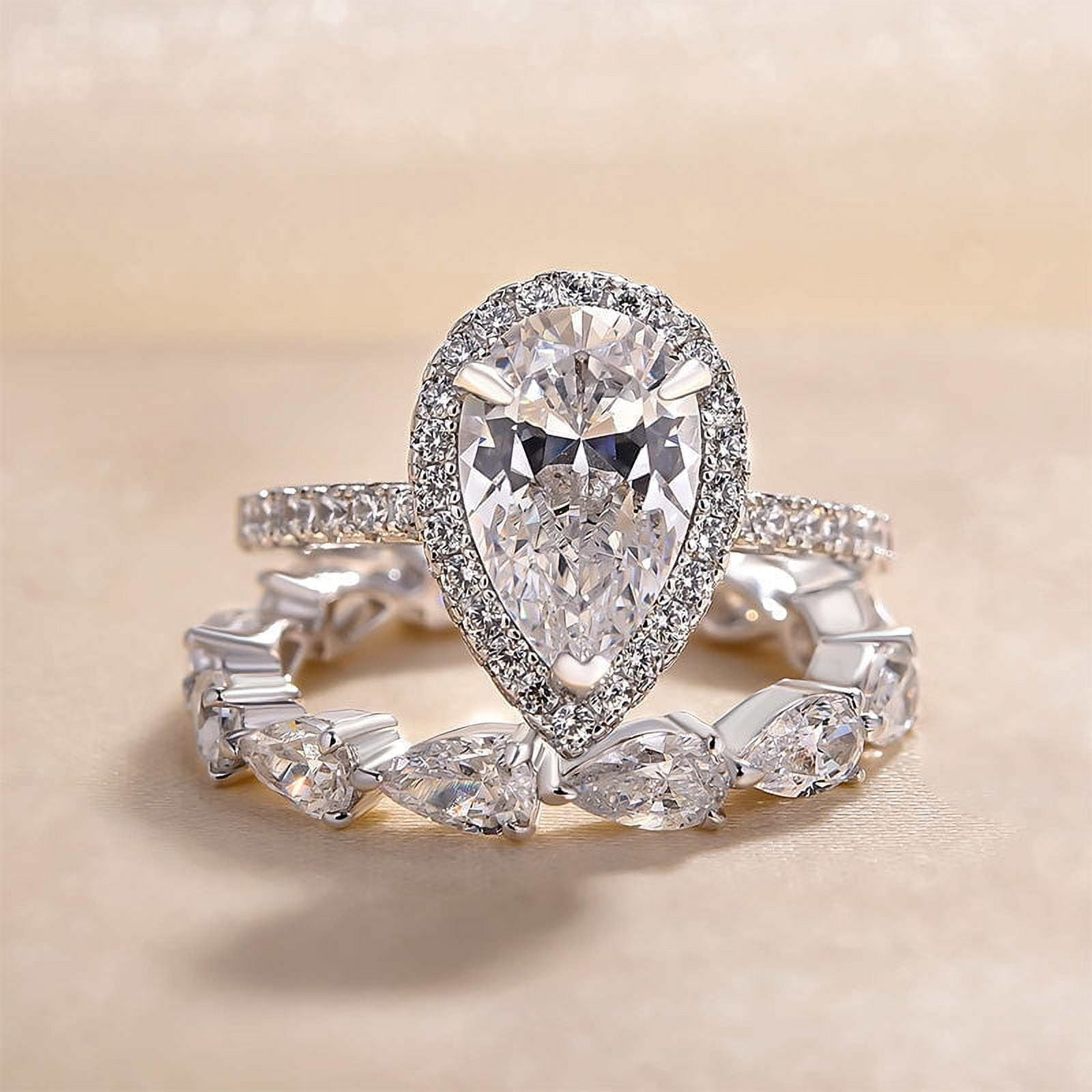 Cloud Jewel Bridal Ring Set in White Gold Plated for Women - 1.5 Ct ...