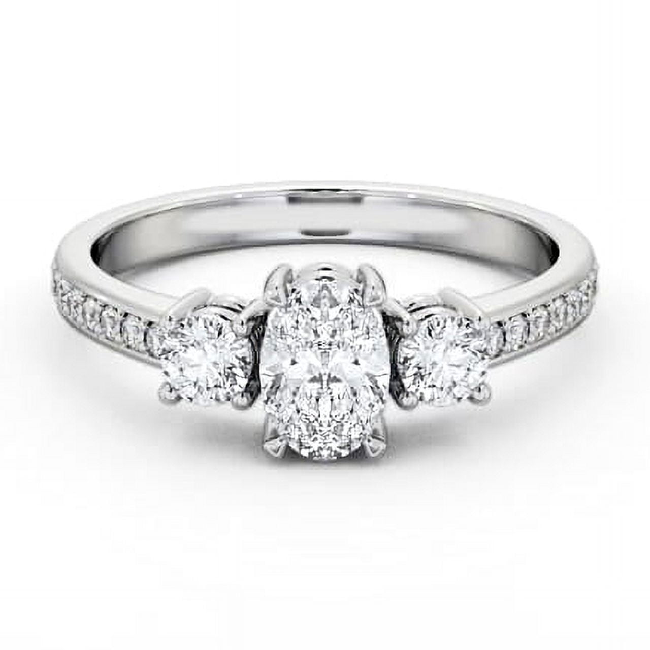 Cloud Jewel Excellent 1.8 Ct Oval Cut Diamond Engagement Ring - 14K White Gold Plated Wedding ...