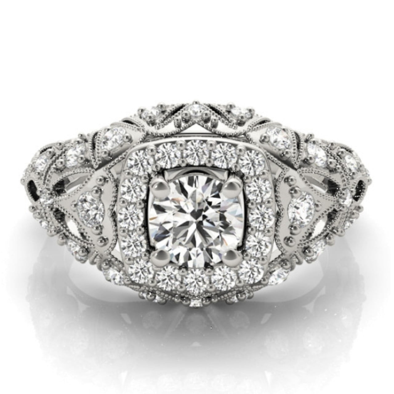 Cloud Jewel Oval Cut 1.3 Ct Excellent White Diamond Bands - 14K White ...