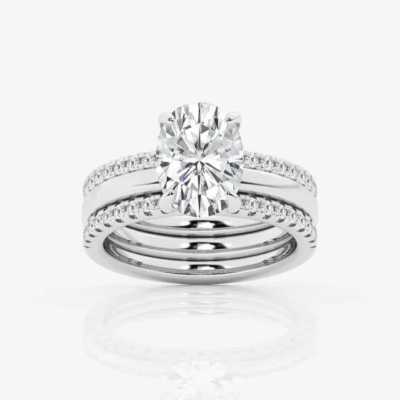 Cloud Jewel Oval Cut 1.8 Ct VVS1/D Diamond Engagement Trio Ring Set ...