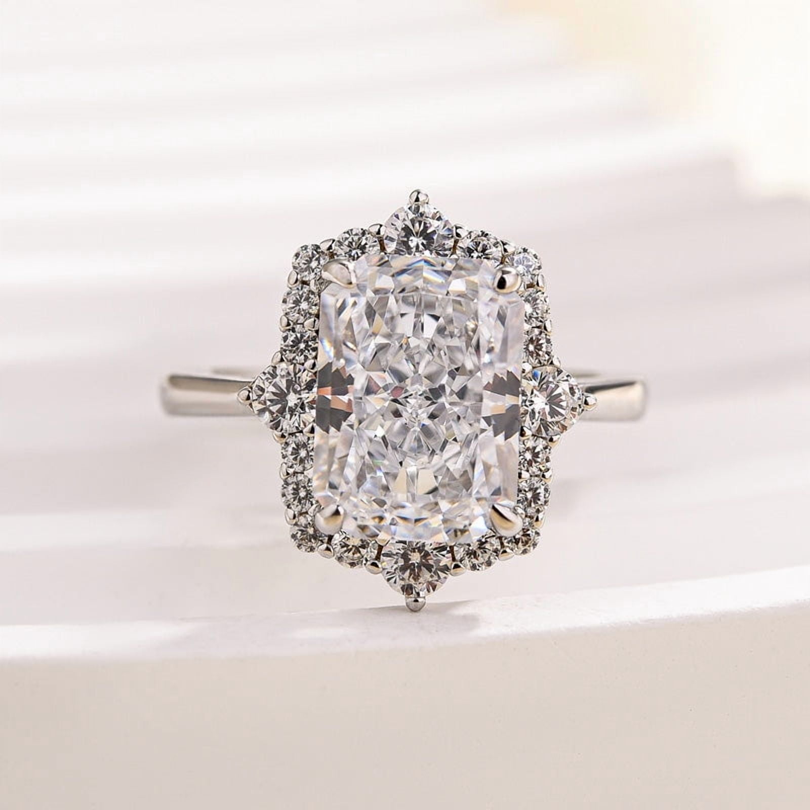 Cloud Jewel Radiant Cut 1.9 Ct Solitaire Engagement Ring for Women - Lab-Created Simulated ...