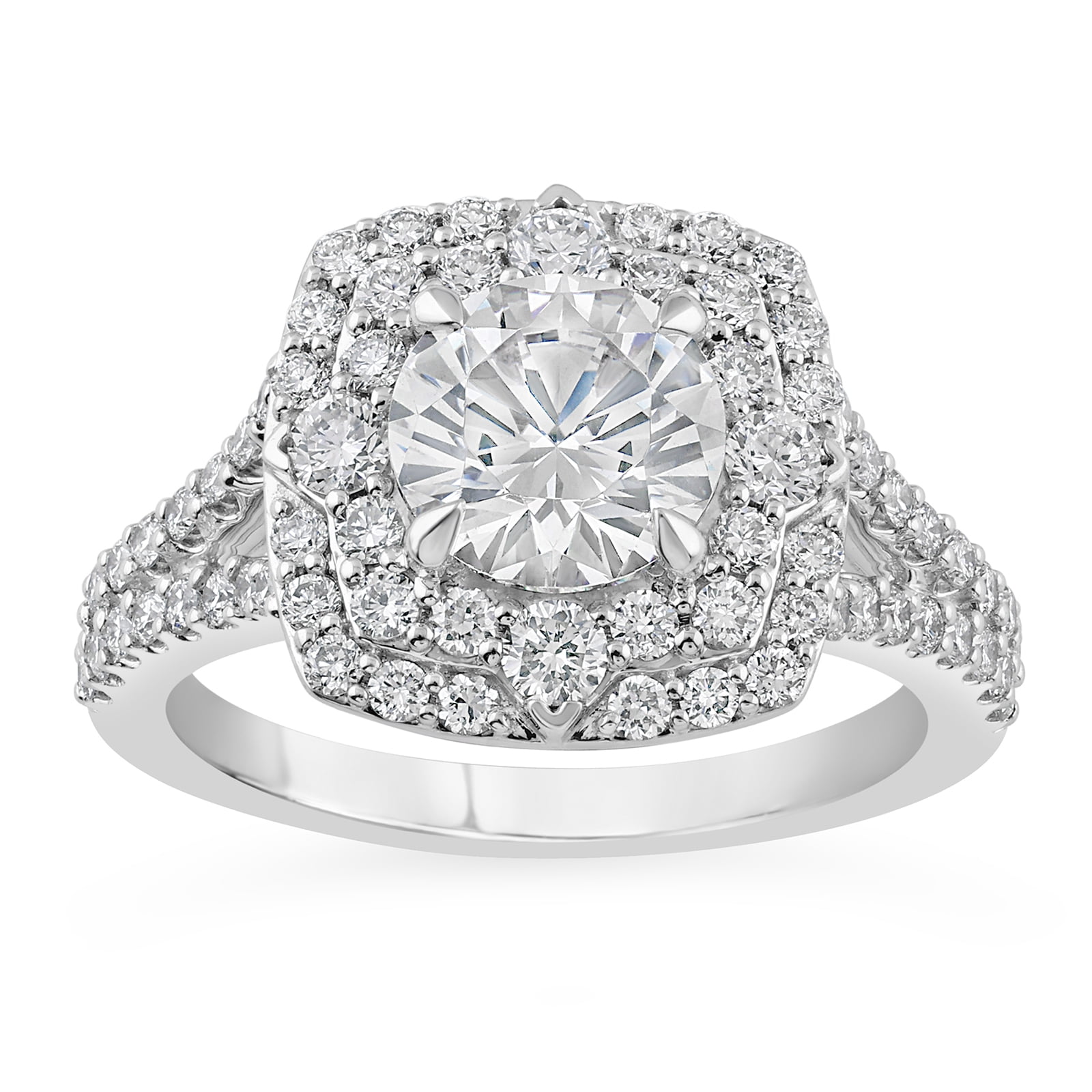 Cloud Jewel Round Cut 1.7 Ct Moissanite Ring for Gift - 14k White Gold ...