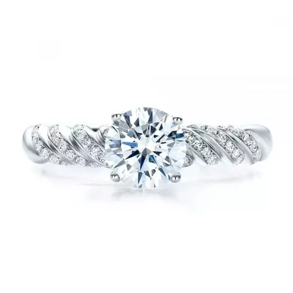 Cloud Jewel Round Cut 1.8 Ct Moissanite Ring - 14k White Gold Plated ...
